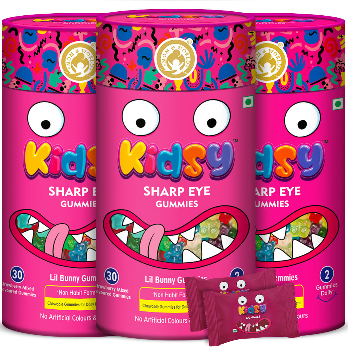 Mom & World Kidsy Sharp Eye Gummies for Kids, Chewable Gummies, No ...