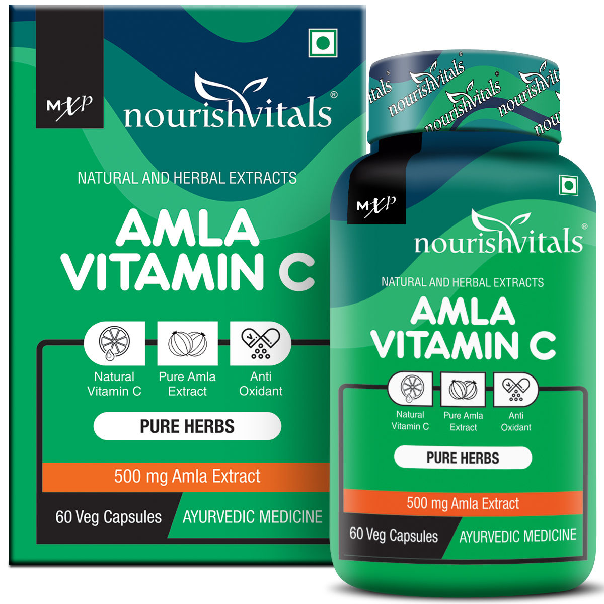NourishVitals Amla Vitamin C with Tannins > 25% Pure Herbs, 500 mg Amla ...