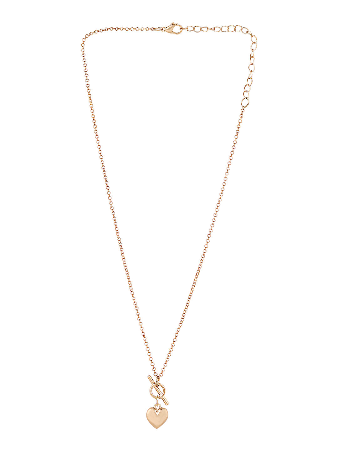 Lilly & Sparkle Gold Toned Chain With Heart And Toggle Charm