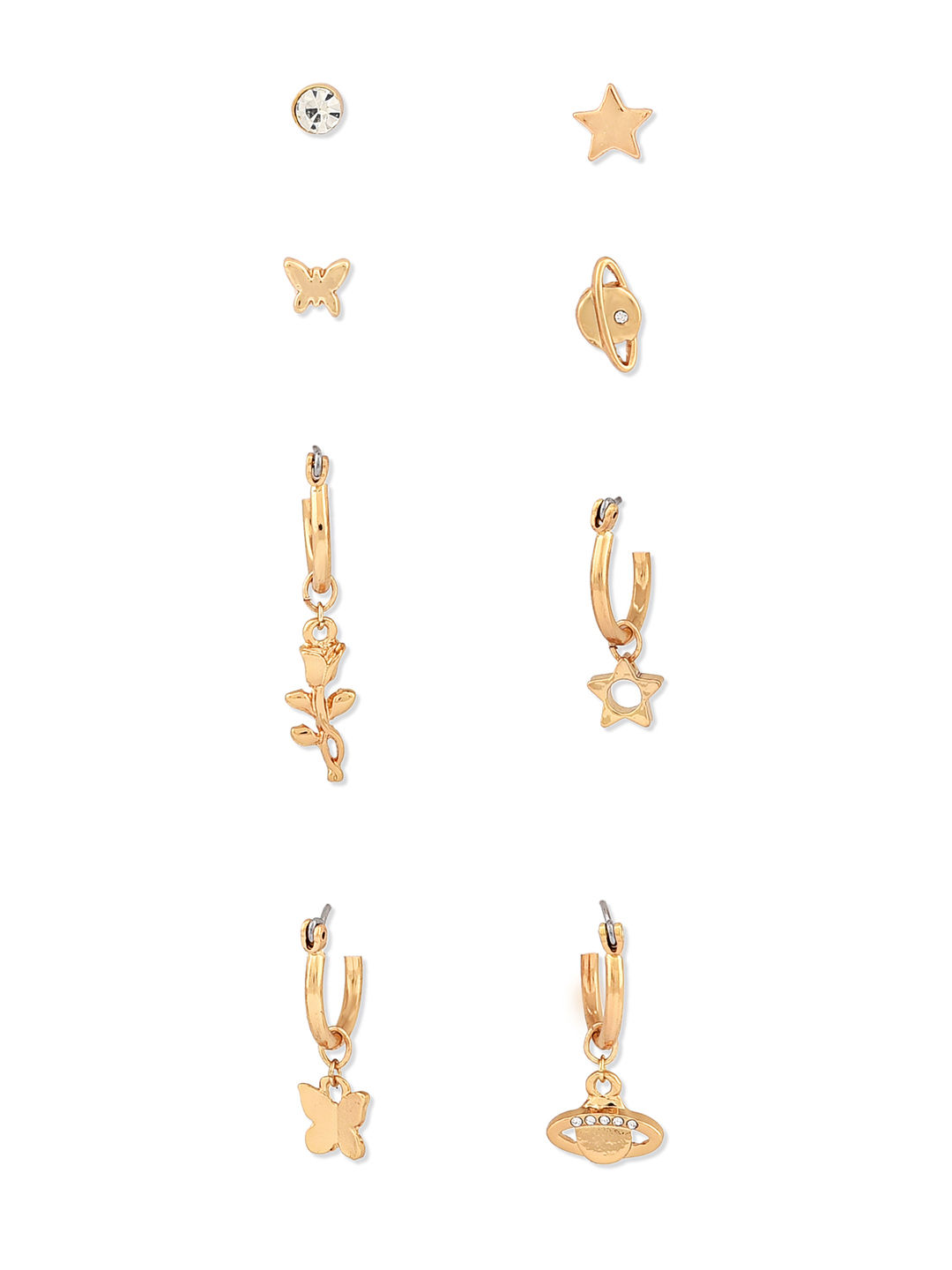 Lilly And Sparkle Gold Toned Mismatch Earrings Set