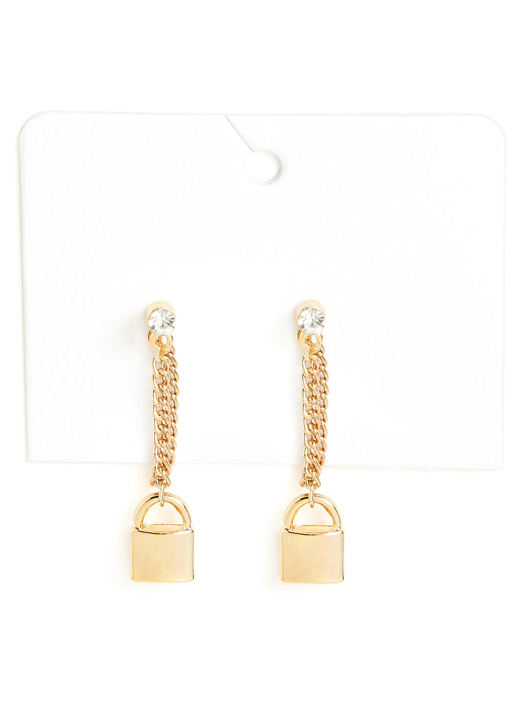 Lilly & Sparkle Gold Toned Dangler Earrings With Lock Charm And Top ...