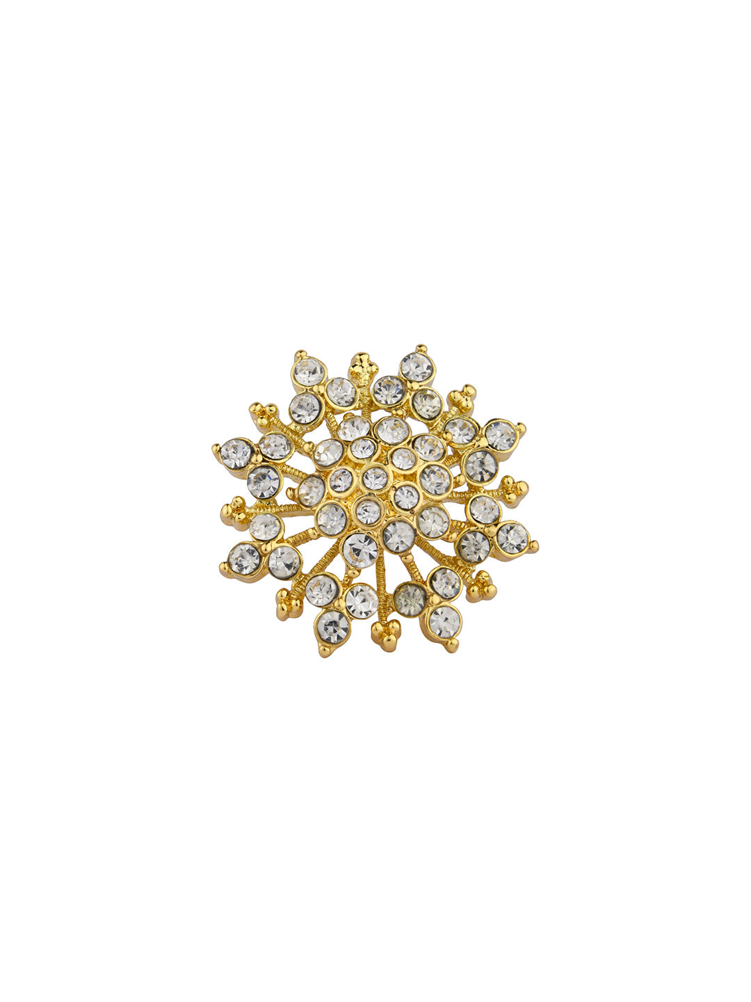 Lilly & Sparkle Gold toned crystal studed adjustable cocktail ring