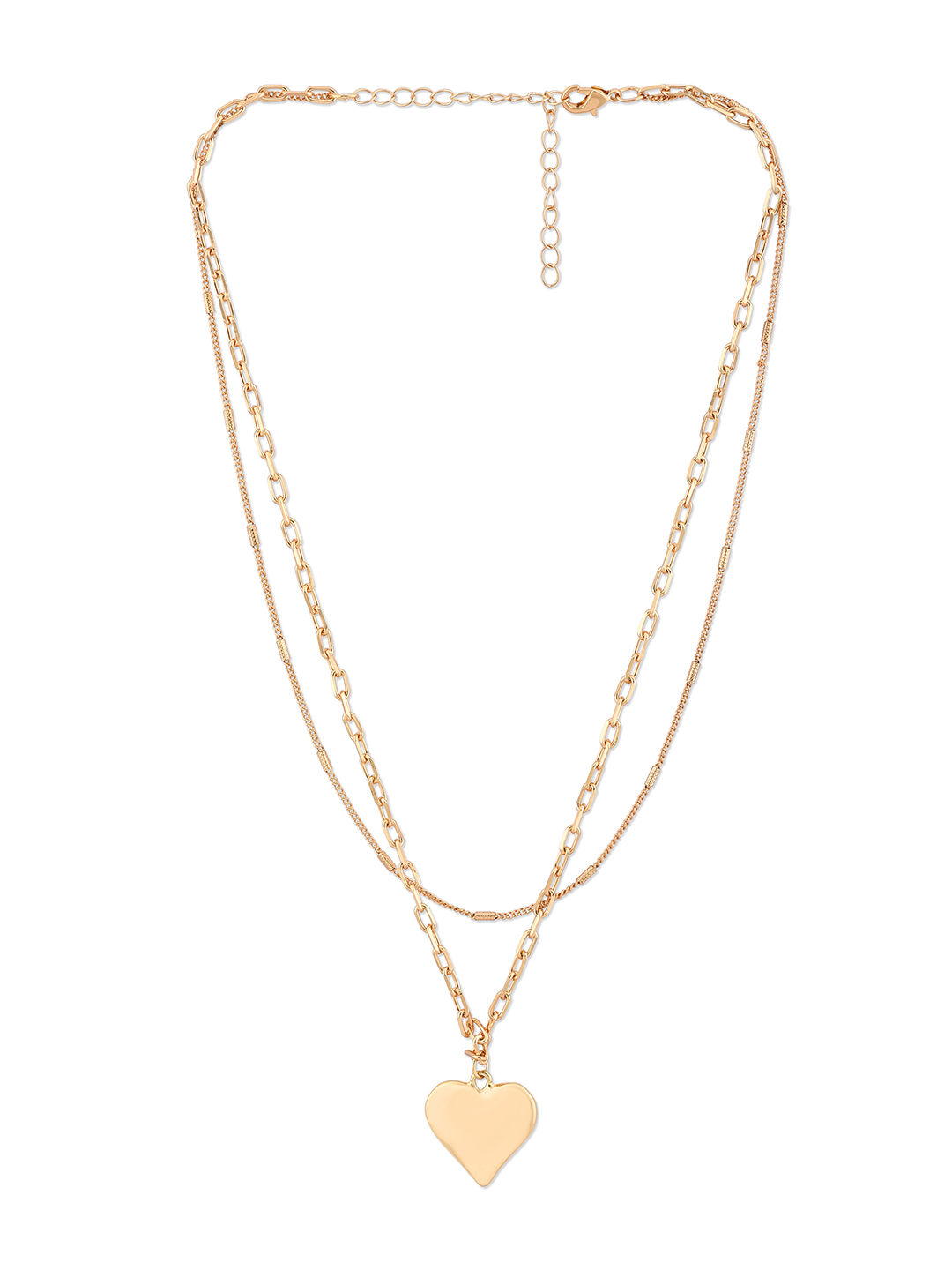 Lilly & Sparkle Gold Toned Two Layered Necklace With Heart Pendant