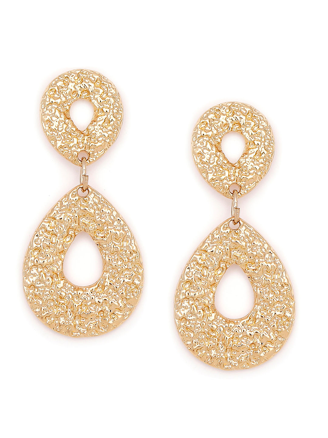 Lilly & Sparkle Gold Toned Drop Shaped Textured Dangler Earrings