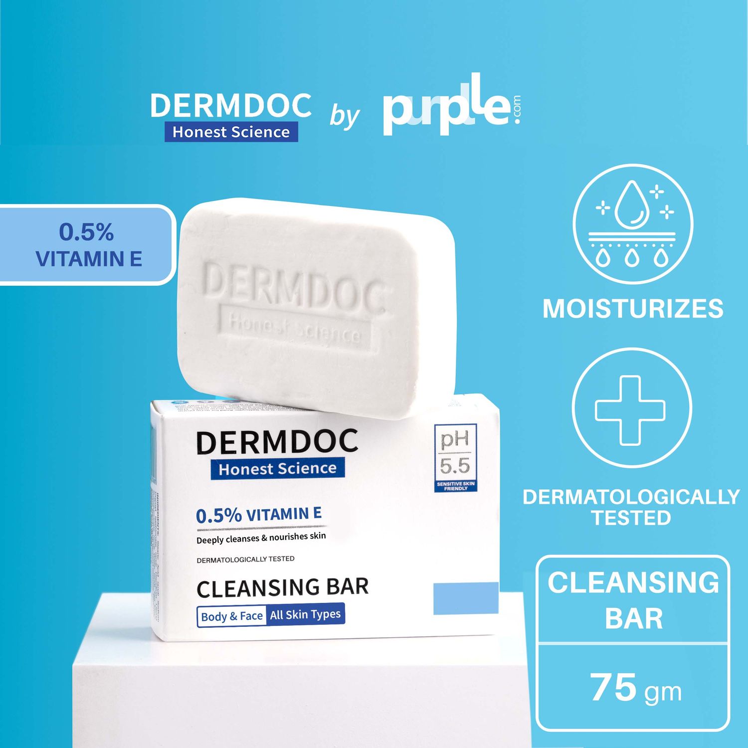 Dermdoc 0.5% Vitamin E Cleansing Bar (75 gm)
