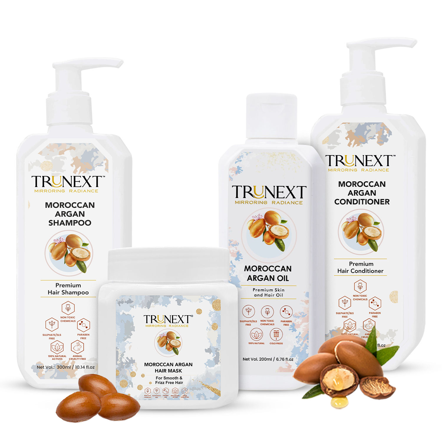 TRUNEXT Moroccan Argan Oil(200ml) + Moroccan Argan Shampoo(300ml ...
