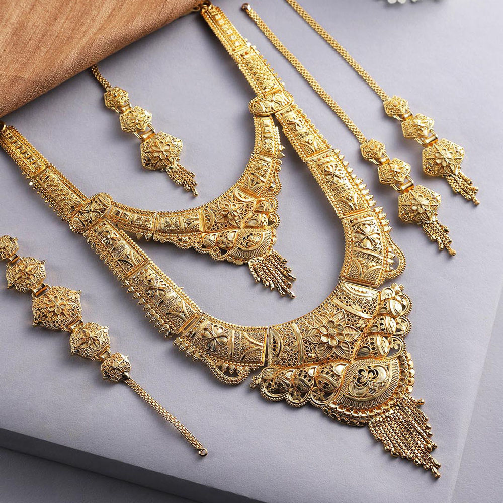 Jewels Galaxy Gold-Plated Textured Jewellery Set