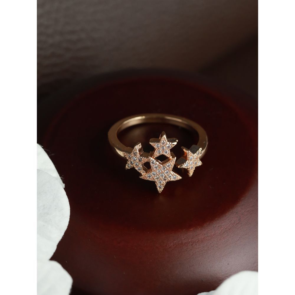 Jazz And Sizzle Rose Gold-Plated CZ-Studded Star Shaped Handcrafted ...