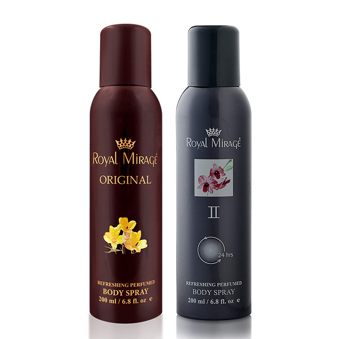 Royal Mirage Original & ll Deodorant Perfume Body Spray, 200 ml Each ...