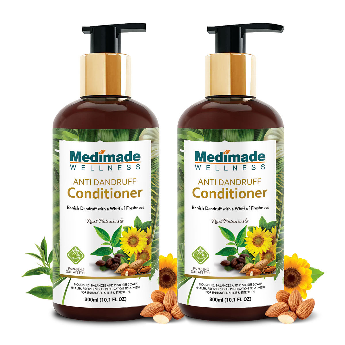 Medimade Anti Dandruff Hair Conditioner with Almond and Olive Oil -300 ml X 2 ( Pack of 2 )