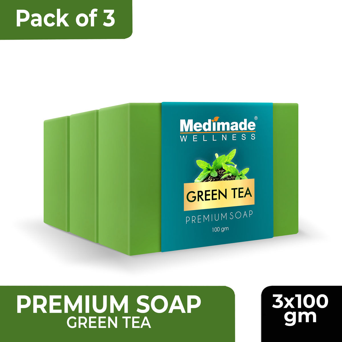 Medimade Green Tea Premium Soap - 100 gm X 3 ( Pack of 3 )