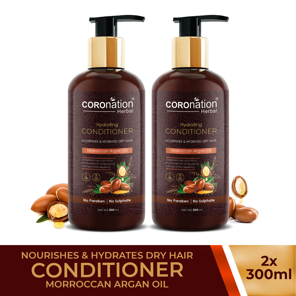 COROnation Herbal Moroccan Argan Oil Hair Conditioner - 300 ml X 2 ...
