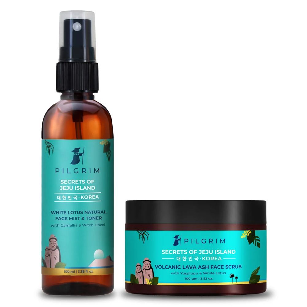 Pilgrim Korean Beauty Face Scrub + Alcohol Free Face Toner Mist Combo ...