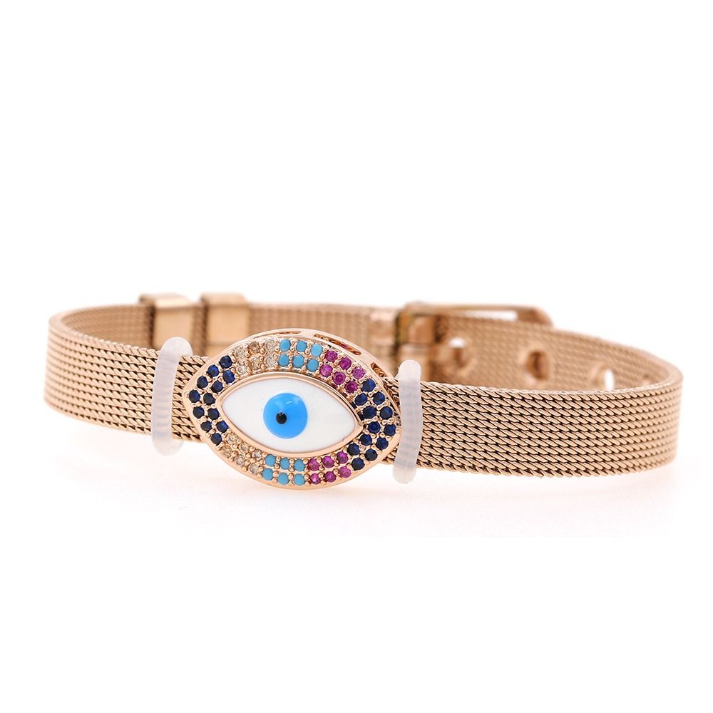 Johori.com Evil Eye Watch Mesh Strap Bracelet- Rose Gold