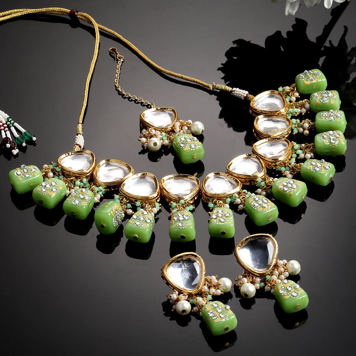 Karatcart Gold Plated Light Green Tumble Studded Polki Kundan Choker ...