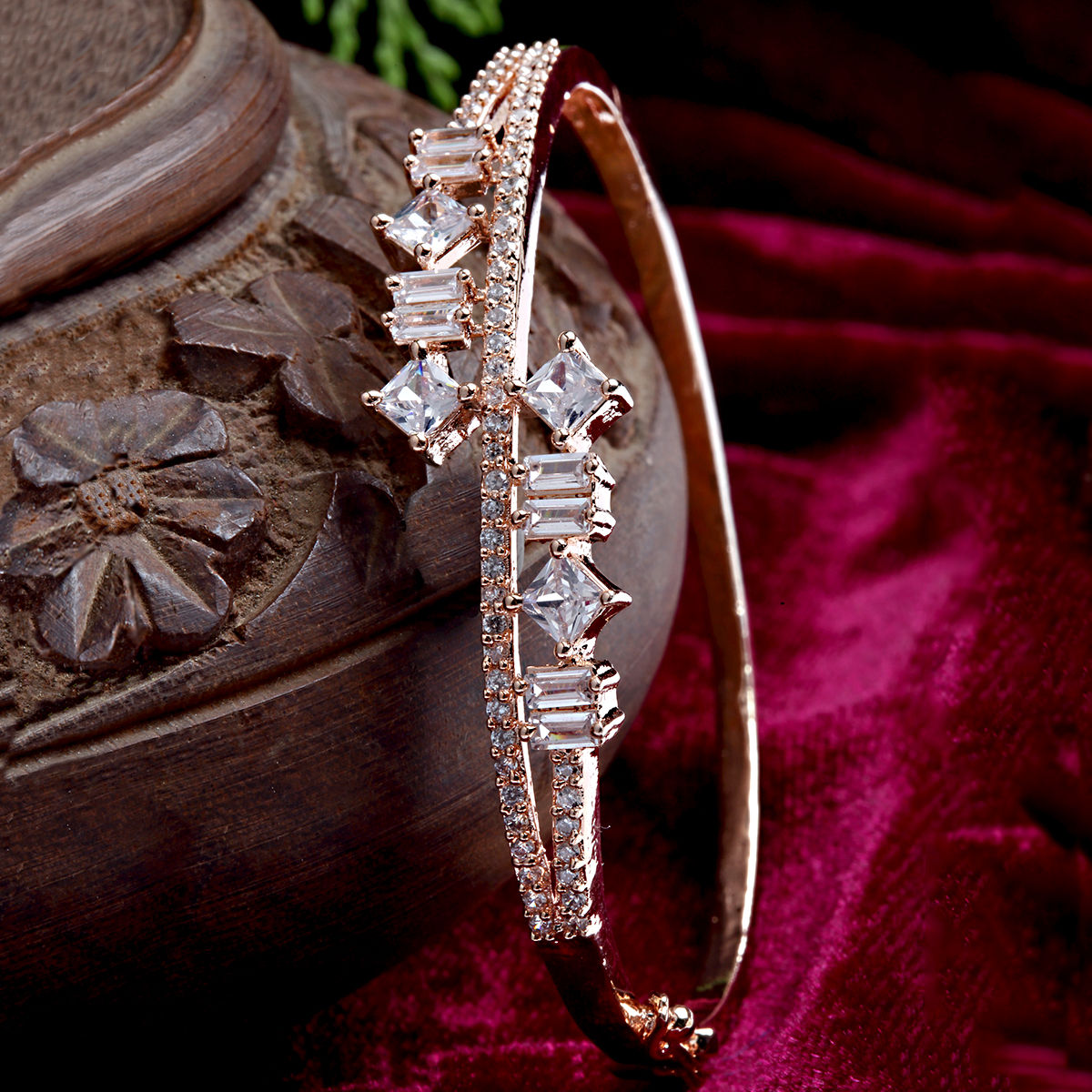 Karatcart Rose Gold Plated AD Studded Bangle for Women