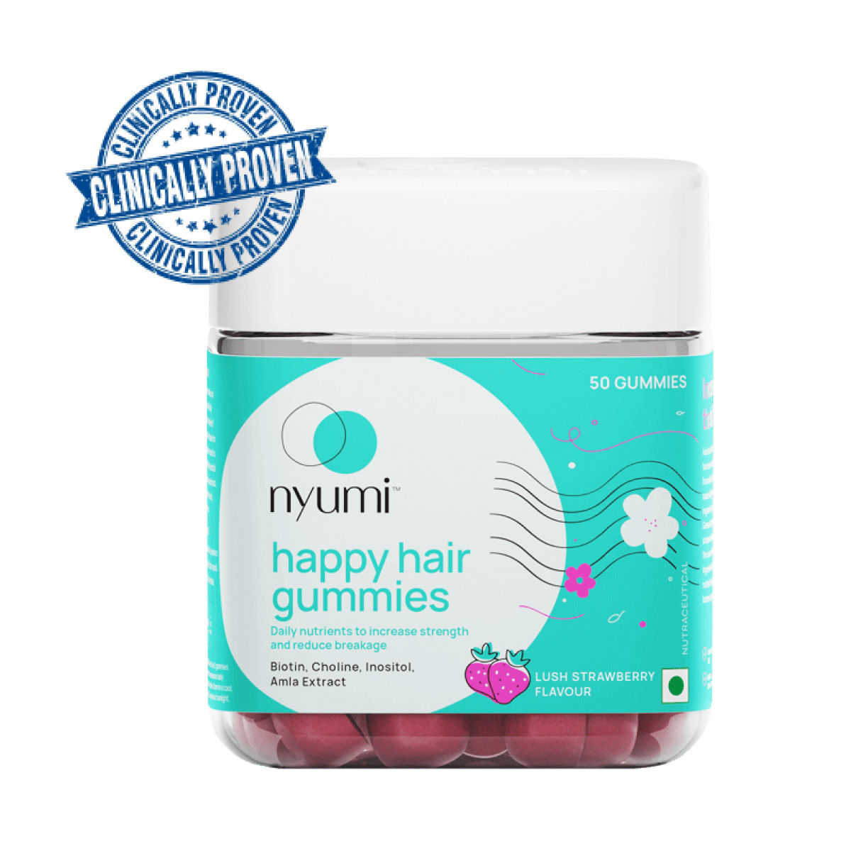 Nyumi Happy Hair Gummies For Stronger Hair With BIOTIN , AMLA, CHOLINE ...