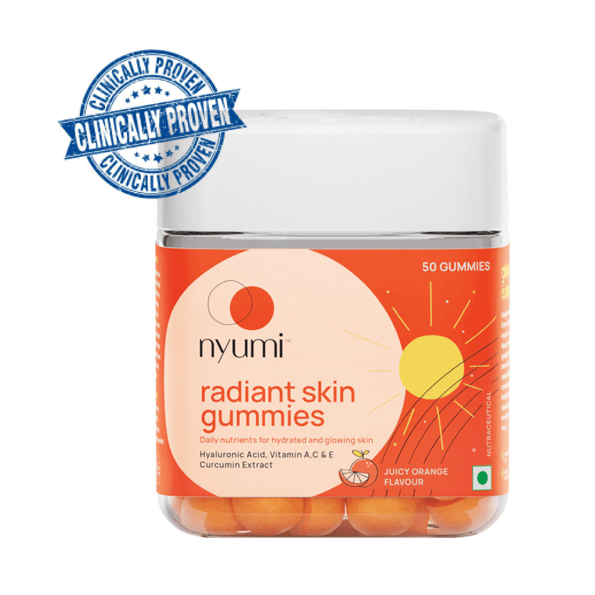 Nyumi Radiant Skin Gummies For Glowing Skin With HYALURONIC ACID, CURCUMIN EXTRACT, VITAMIN C ...