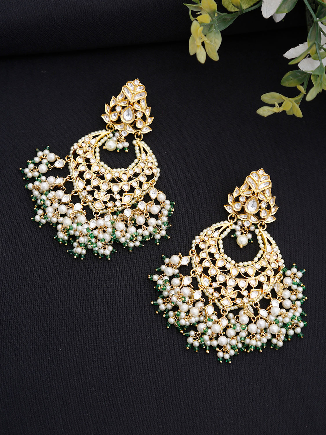 Ruby Raang Kundan Stone Earrings - A380-111