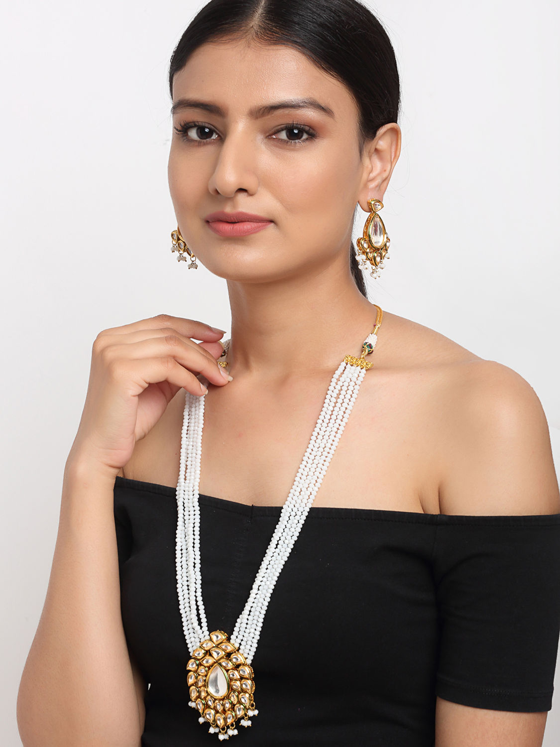 Ruby Raang Kundan Neckpiece with Earrings - A380-29