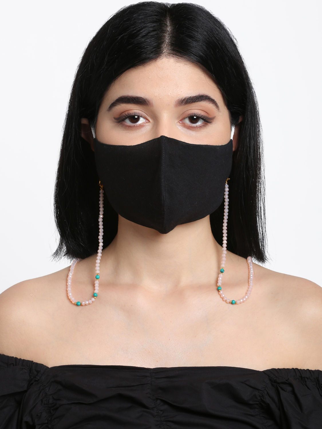 Ruby Raang Stone And Gold Mask Chain - A404-104