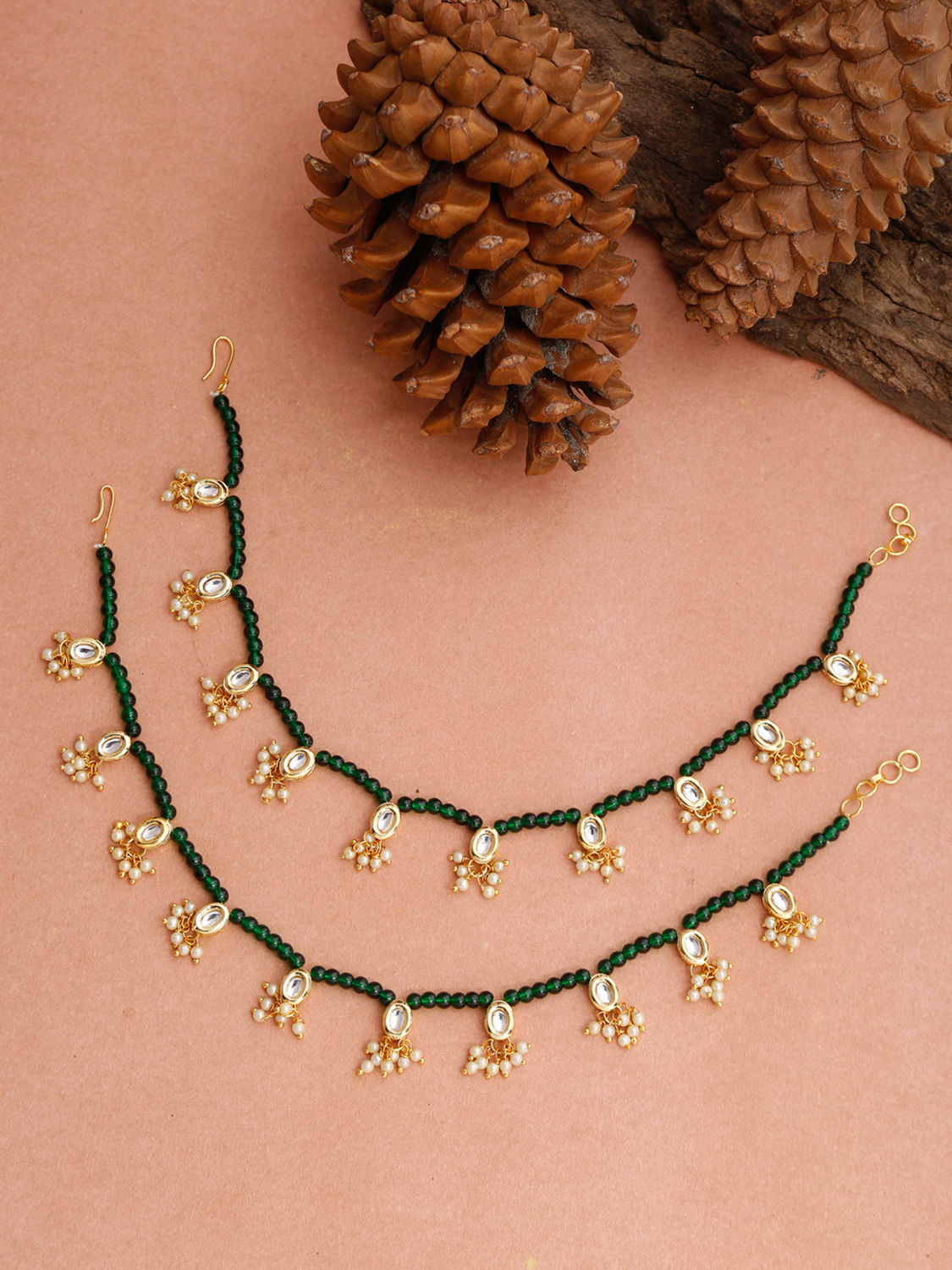 Ruby Raang Green Anklets (set of 2) - RUBY M91