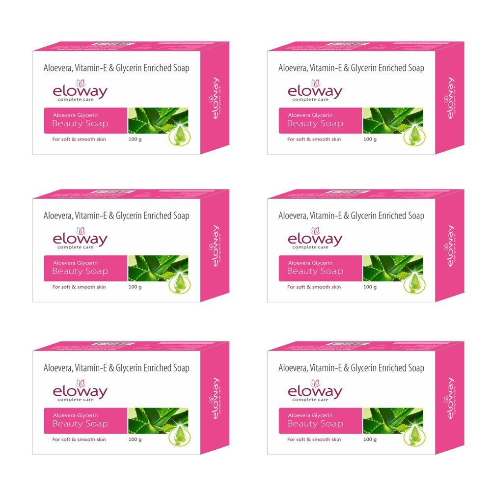Eloway Aloe Vera, Glycerine, Vitamin E Beauty Soap 100g each Pack of 5