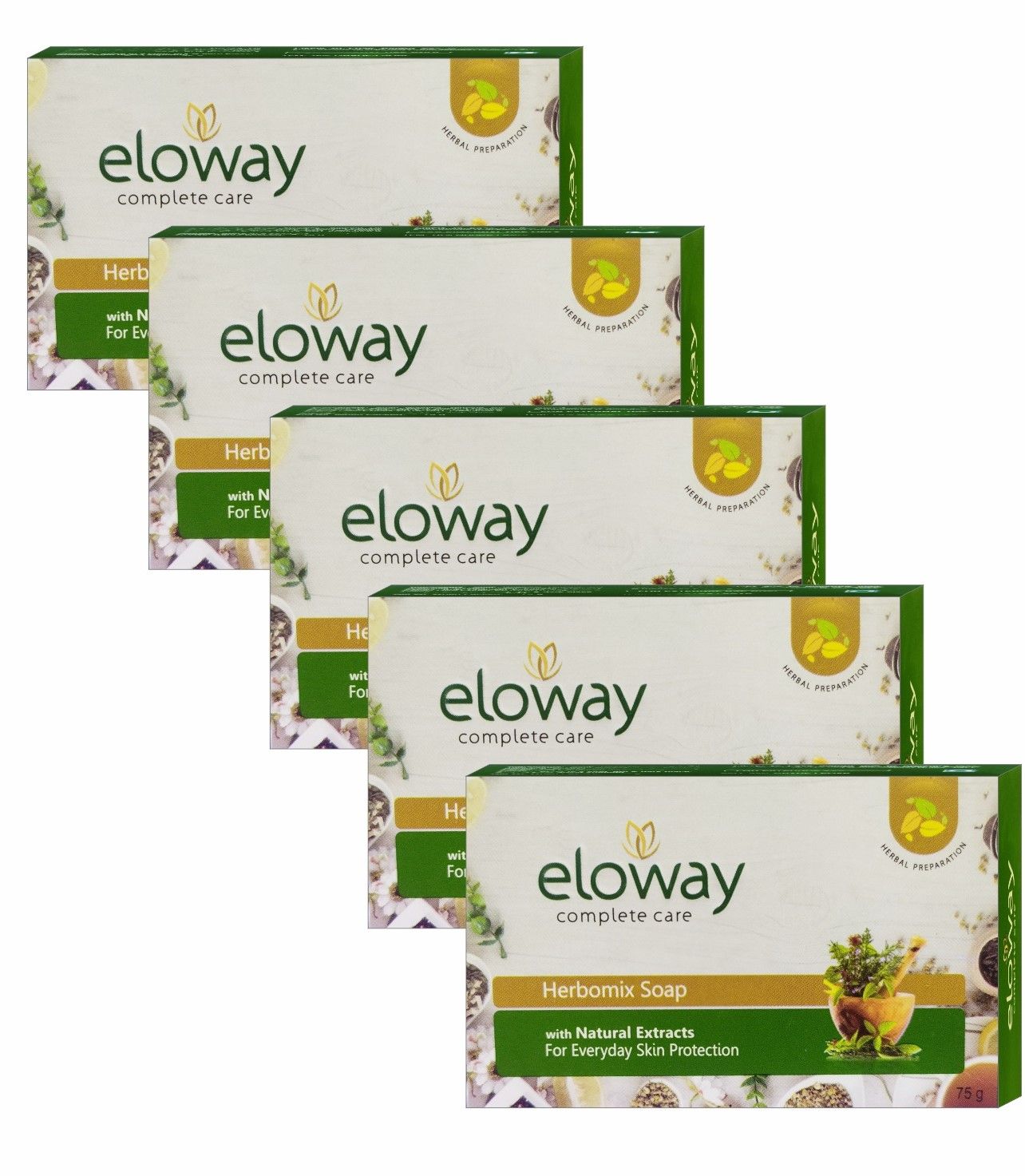 Eloway Herbomix Soap with Natural Extracts Pack of 75g each Pack of 5