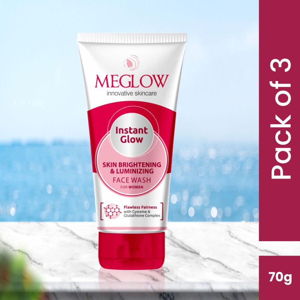 Meglow Instant Glow Fairness Face wash Pack of 3