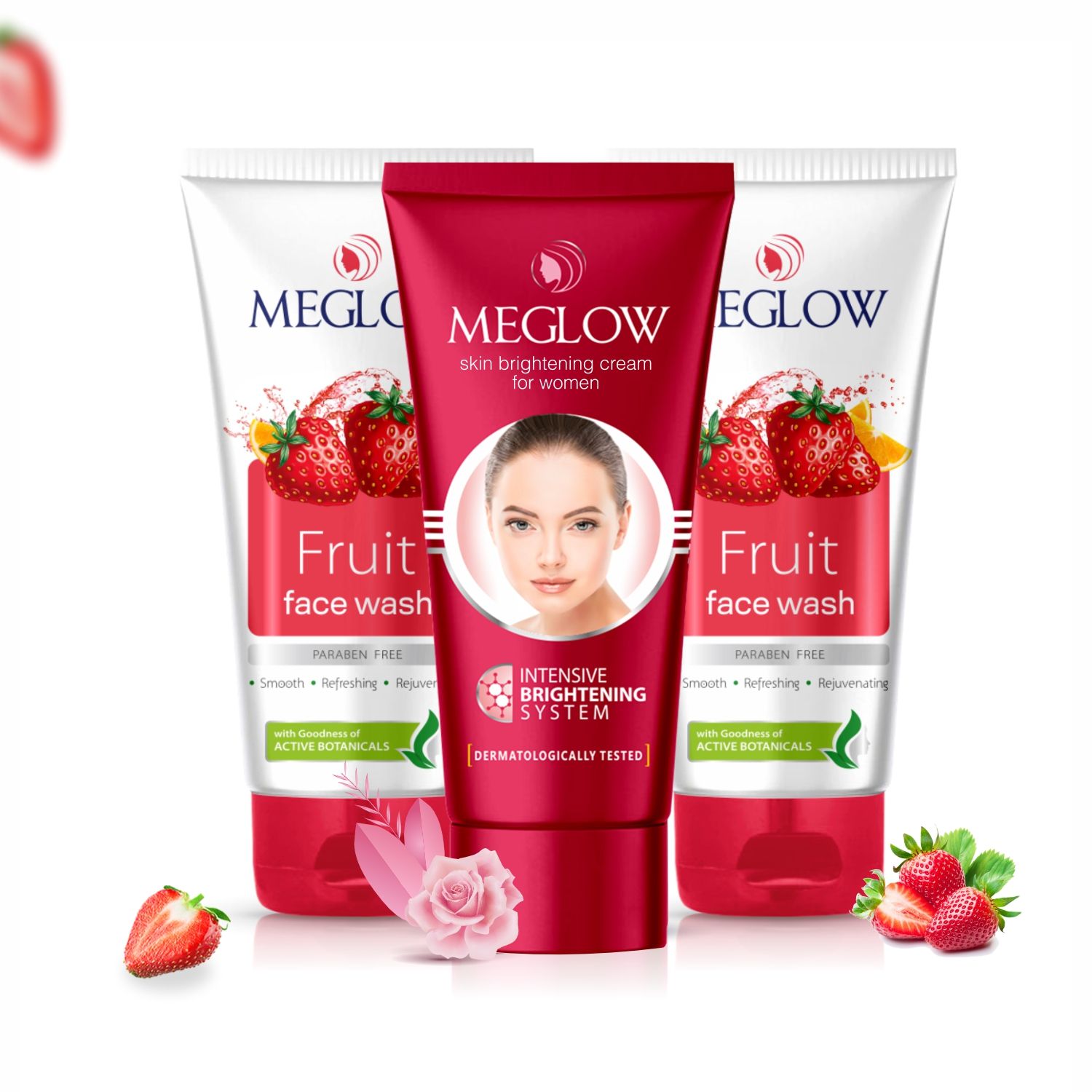 Meglow Premium Fairness Cream For Women 50 gm (1) + Fruit Face Wash 70 ...