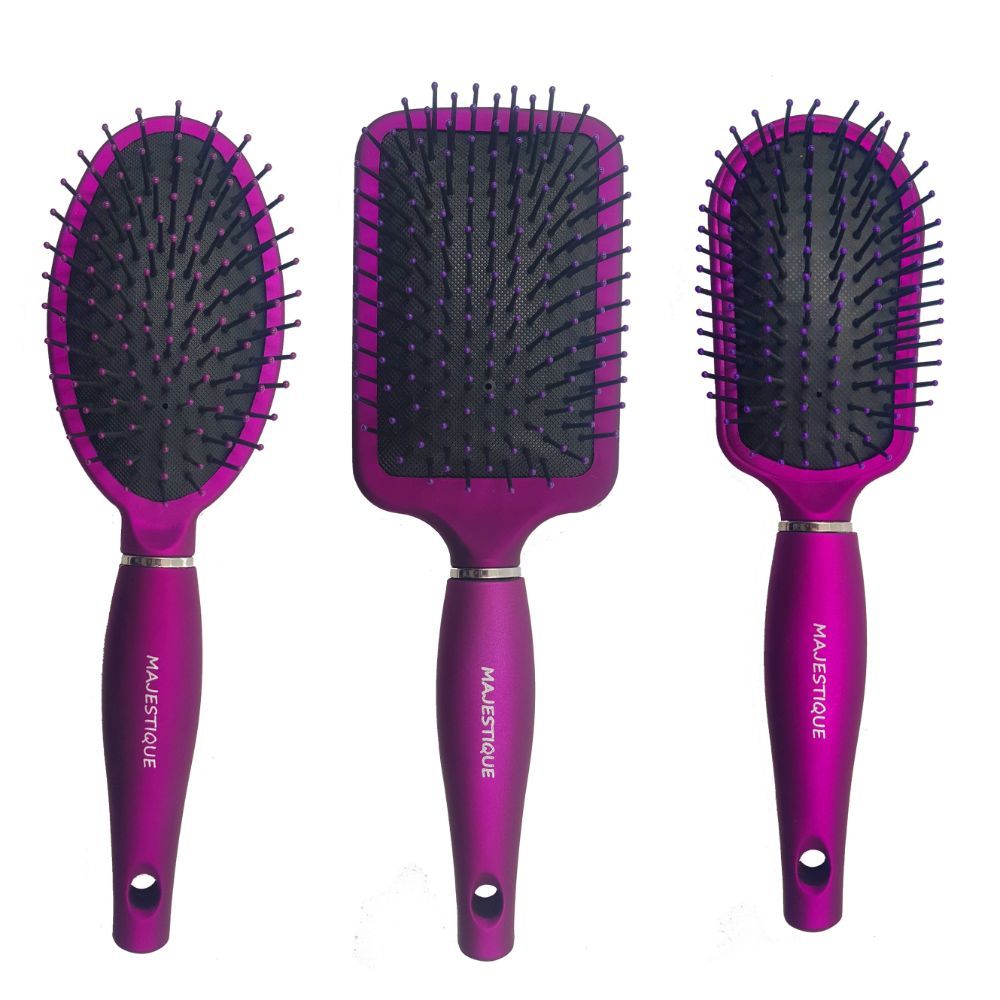 Majestique Set Of Detangling Cushion And Hair Straightener Brushes Set Of 5