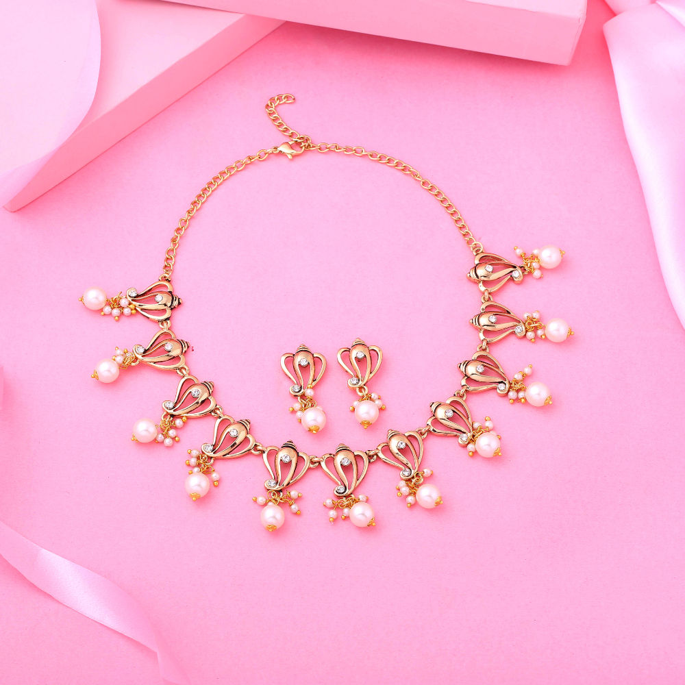 Estele Gold Plated Antique Heavenly Ganesh Designer Necklace Set with ...