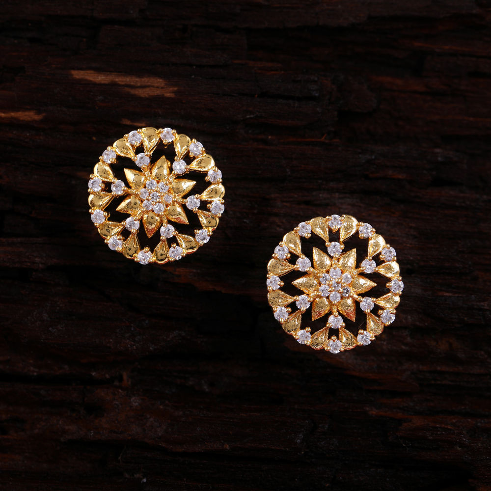 Estele Gold Plated CZ Round Shaped Stud Earrings for Women