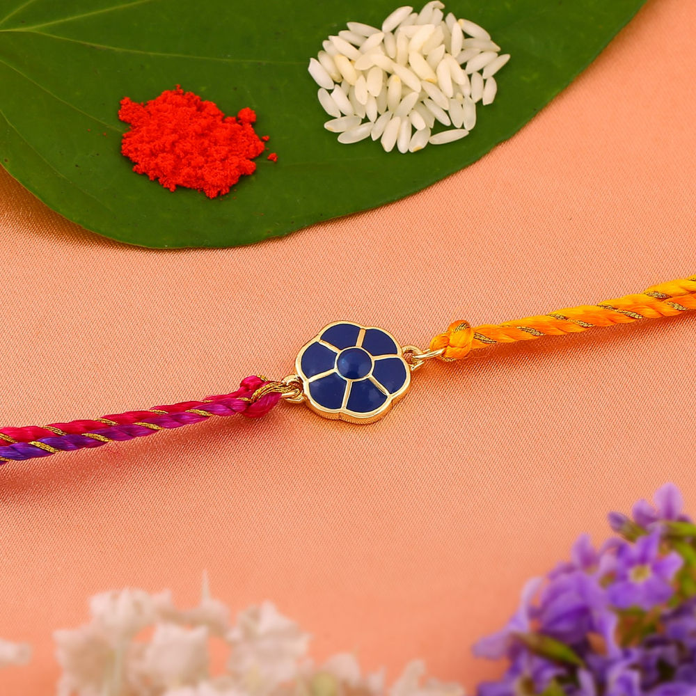 Estele Gold Plated Blistering Blue Floral Rakhi with Enamel and Multi ...