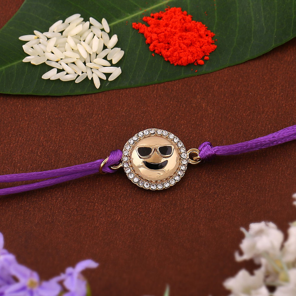Estele Gold Plated Cool Emoji Designer Rakhi with Austrian Crystals and ...