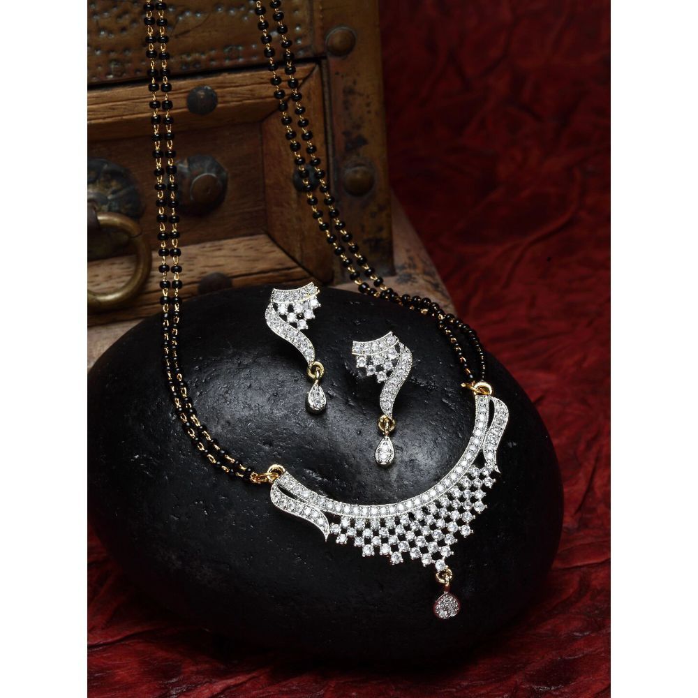 Pujvi Fashions amercian diamond Mangalsutra set for womens.