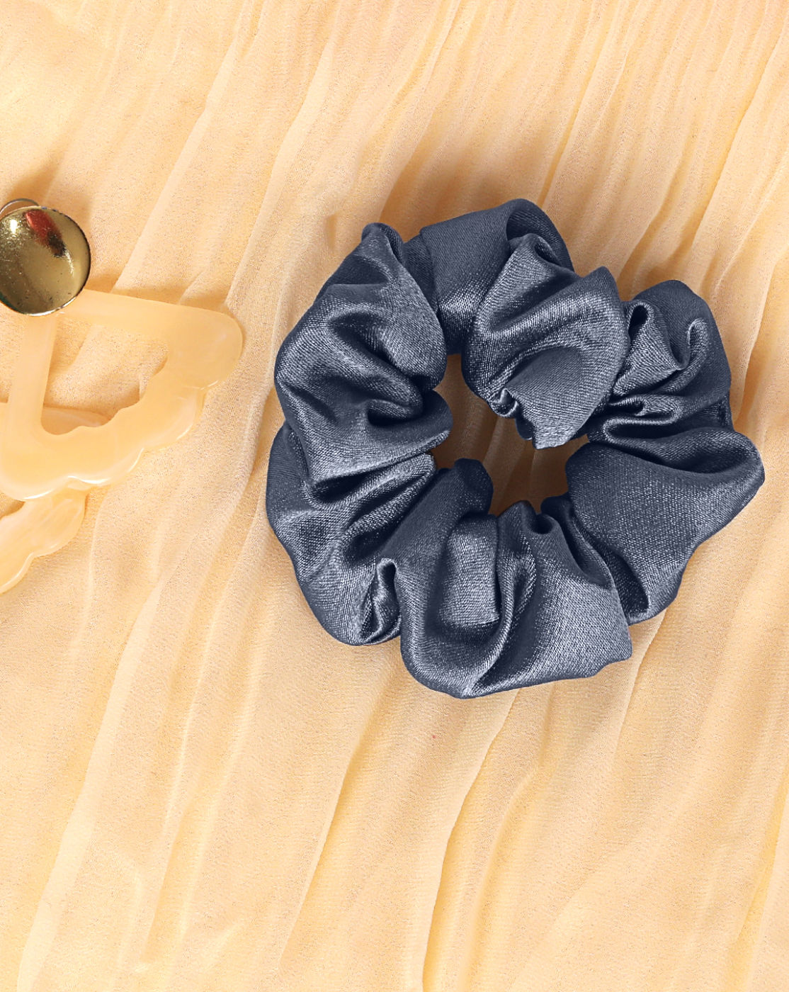 XL Satin Scrunchie in Magnetic Blue