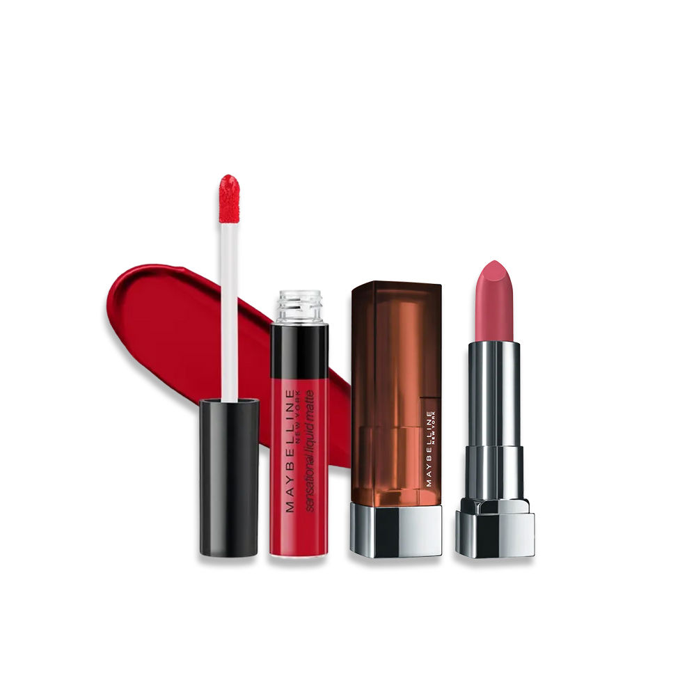 Maybelline New York Sensational Liquid Matte Lipstick 03 Flush It Red ...
