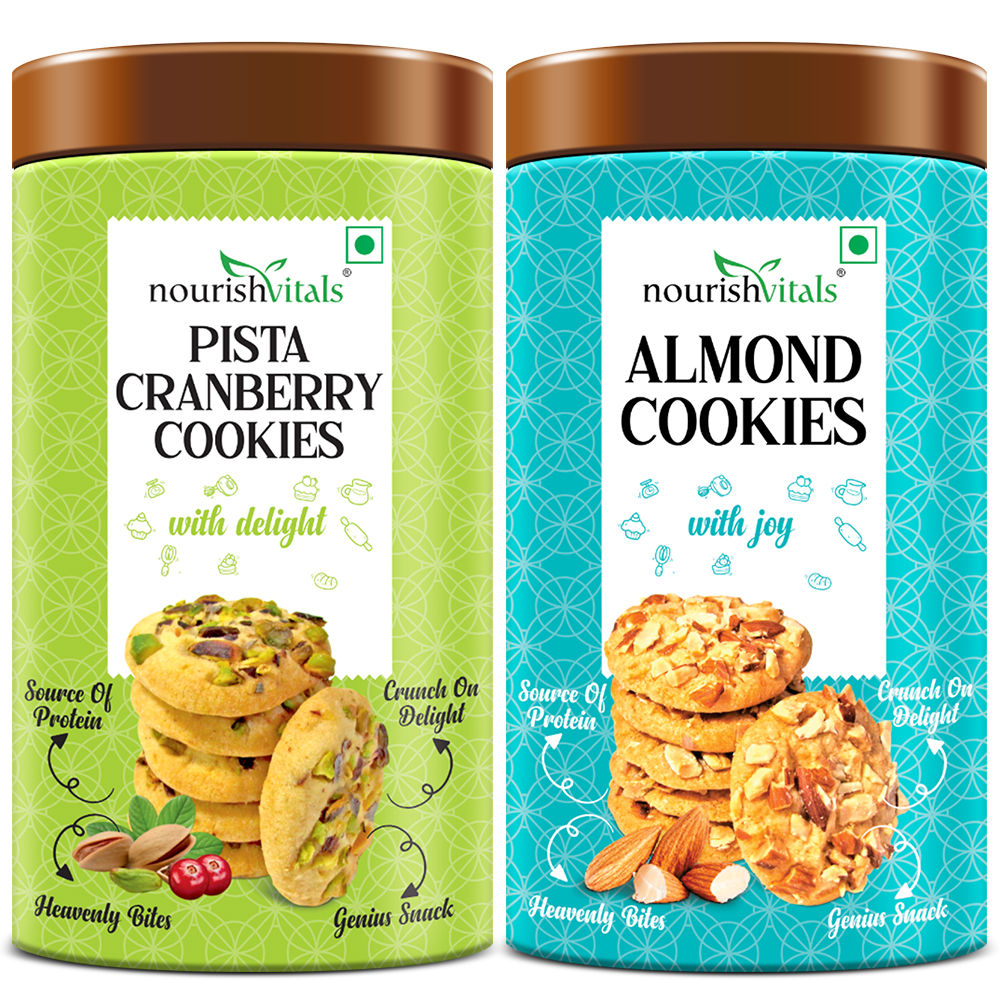NourishVitals Pista Cranberry Cookies + Almond Cookies, Heavenly Bites ...