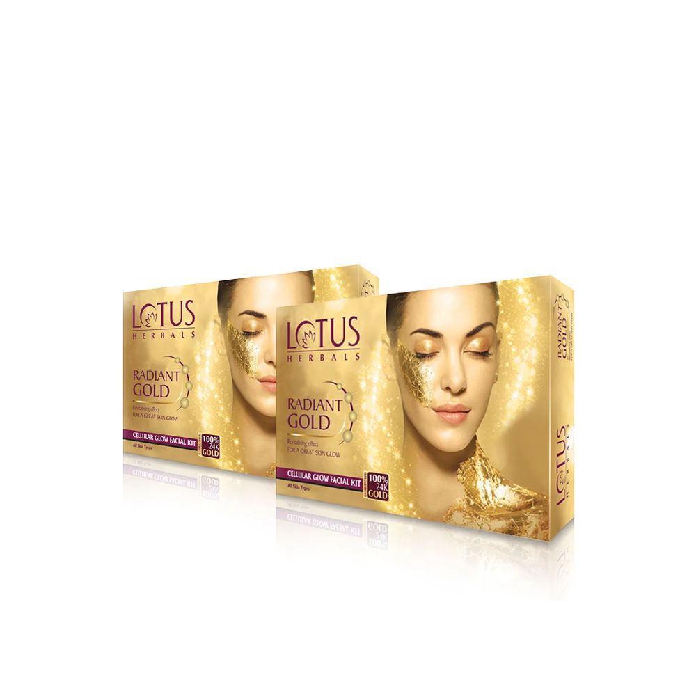 Lotus Herbals Radiant Gold Cellular Glow Facial Kit 4 in 1 | With 24K ...