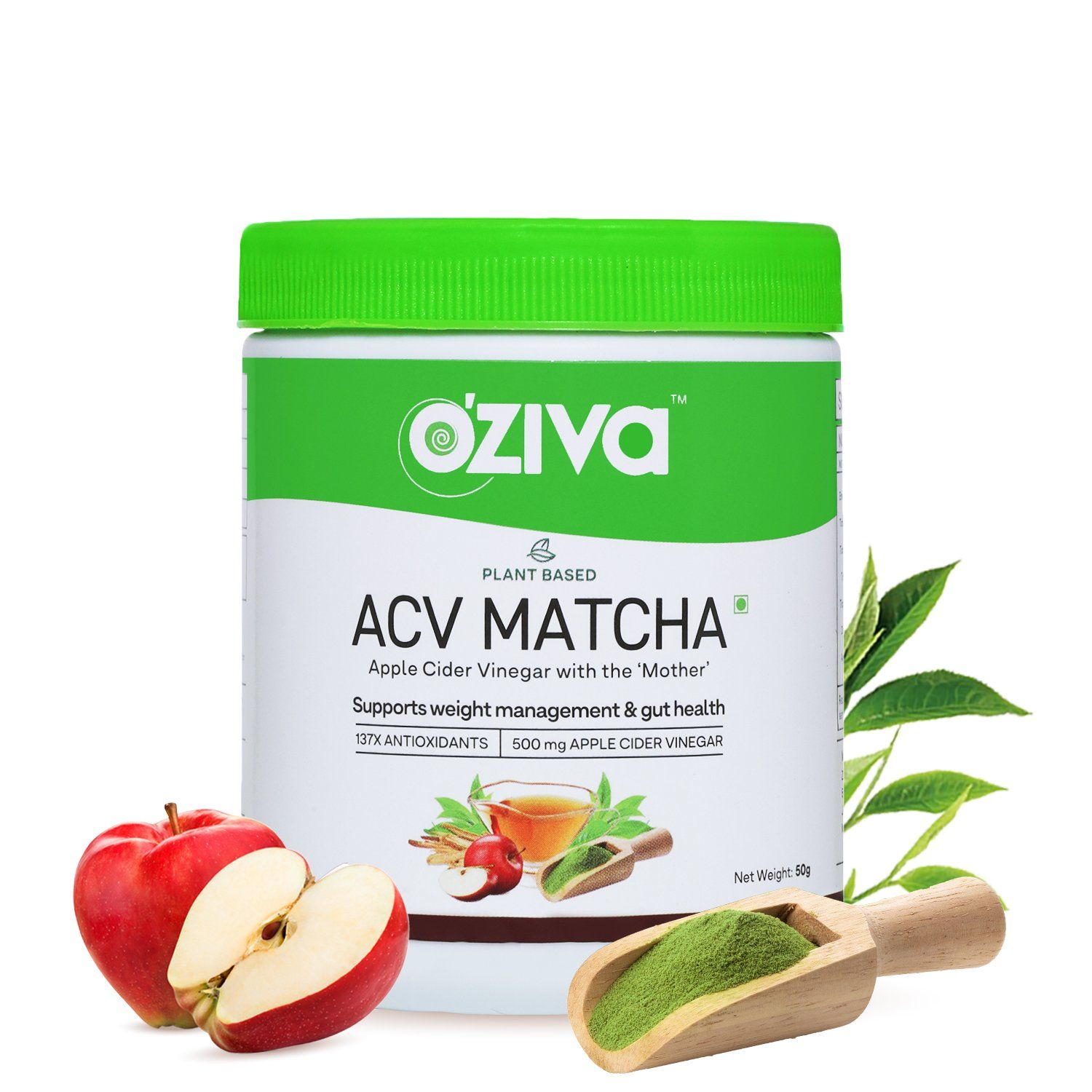 OZiva Plant Based ACV Matcha (Apple Cider Vinegar with the Mother and ...