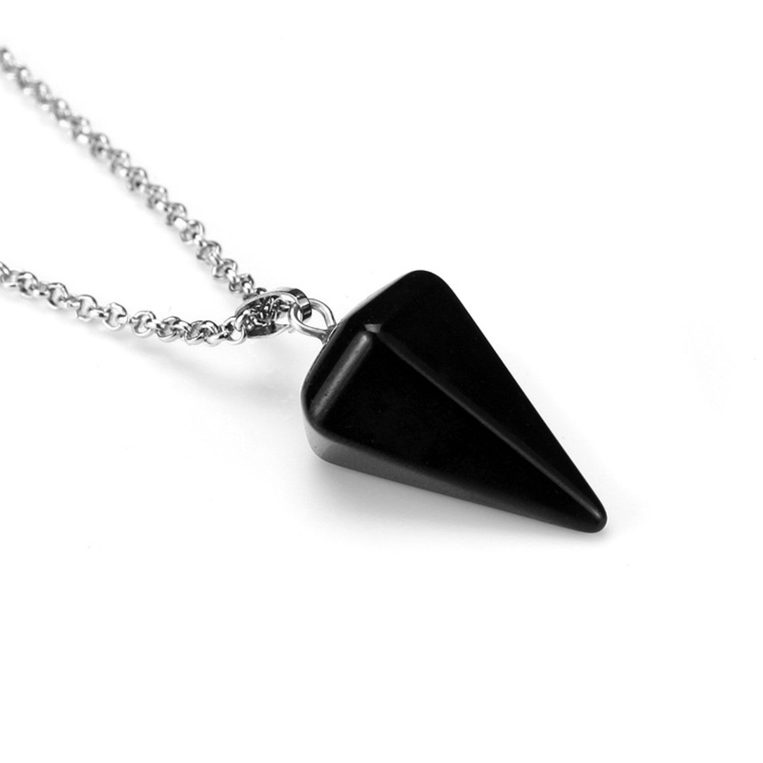 Rack Jack Women Natural Gemstone Black Onyx Pendant Hexagonal Pendulum ...