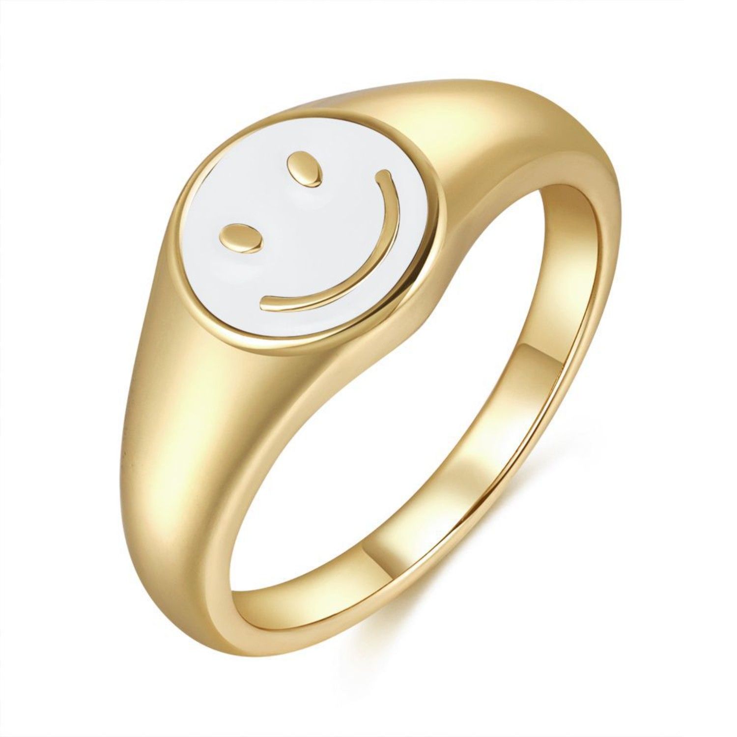 Smiley Ring Signet Size 8 - White