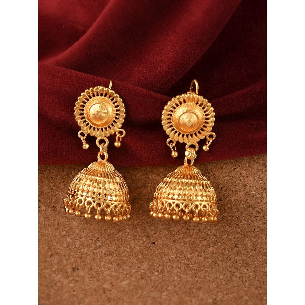 Silvermerc Designs Gold Plated Meenakari Ethnic Temple Jhumka Earrings ...