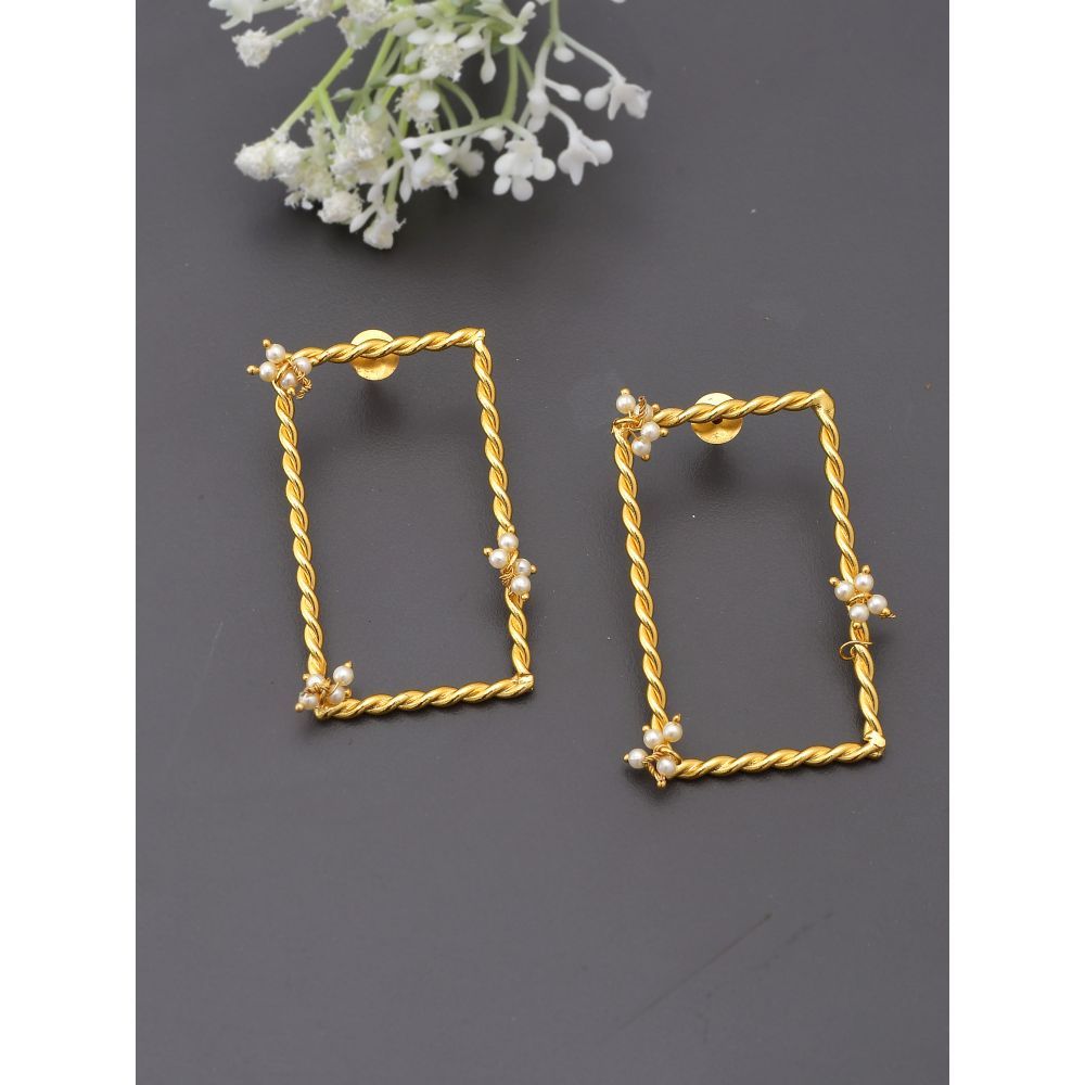 Silvermerc Designs Gold Plated Rectangular Twisted Earrings