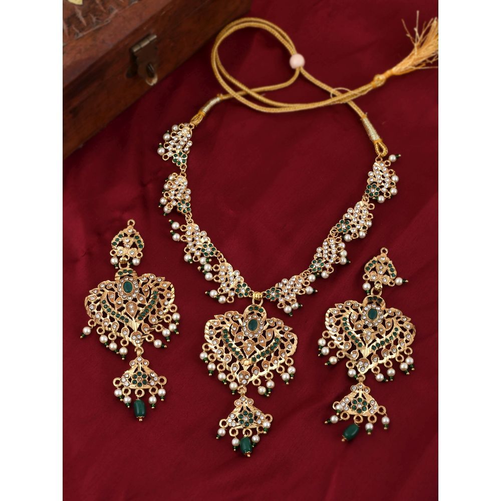 Silvermerc Designs Gold Plated Handcrafted Meenakari Jewellery Set