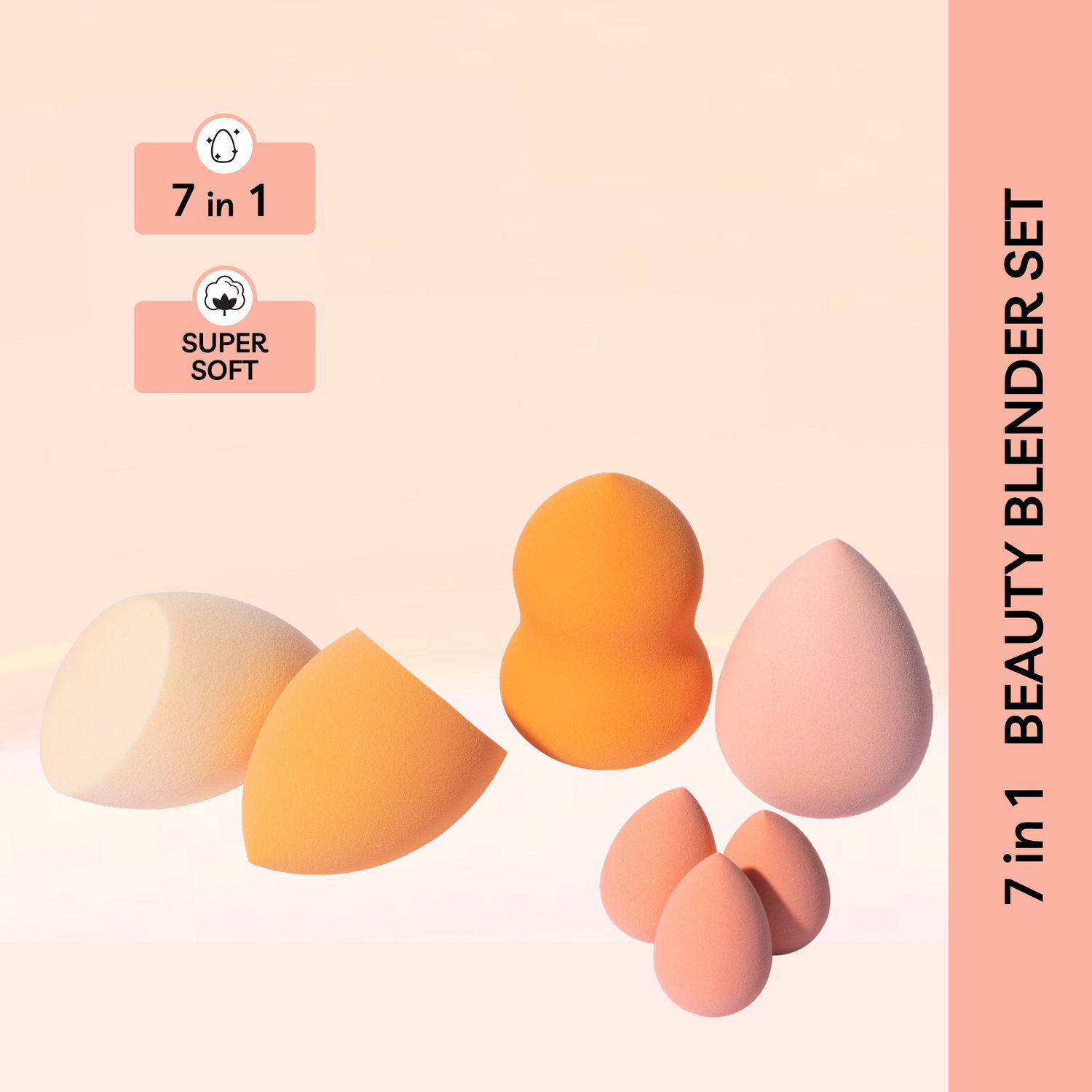 Purplle Blending Queen Beauty blender - (Set of 7) - Orange