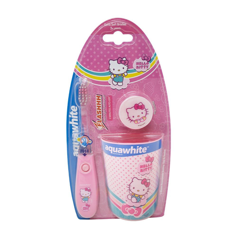 Aquawhite Kids Hello Kitty Flash Toothbrush with Rinsing Cup - Set of 3 ...