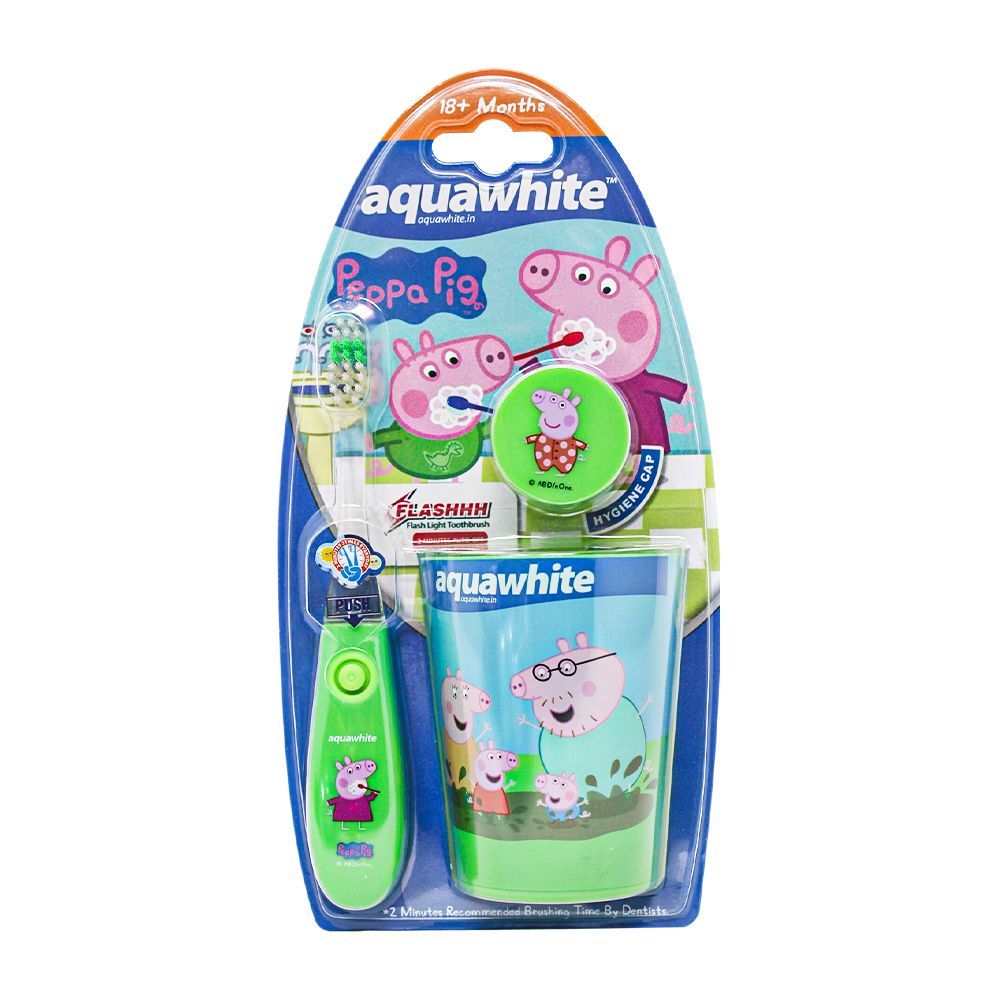 Aquawhite Kids Peppa Pig Flashh Toothbrush with Rinsing Cup - Set of 3 ...