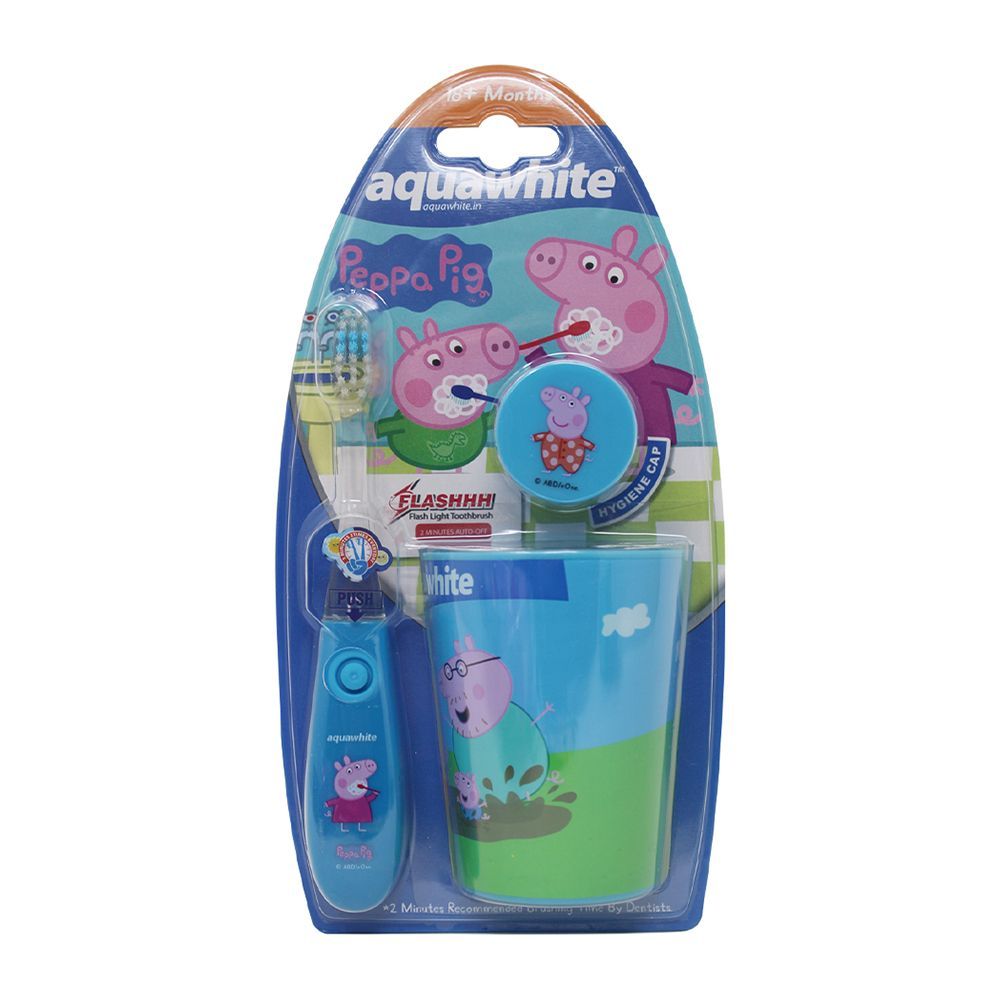 Aquawhite Kids Peppa Pig Flashh Toothbrush with Rinsing Cup - Set of 3 ...